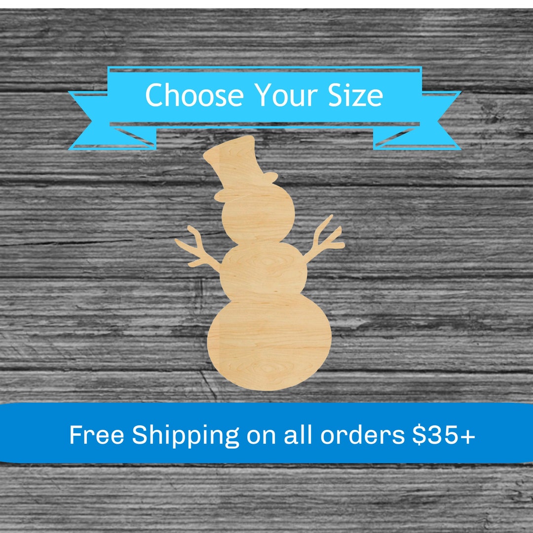 Snowman Wood Cutout - Laser Cut Winter Shape - Multiple Sizes Wood ...