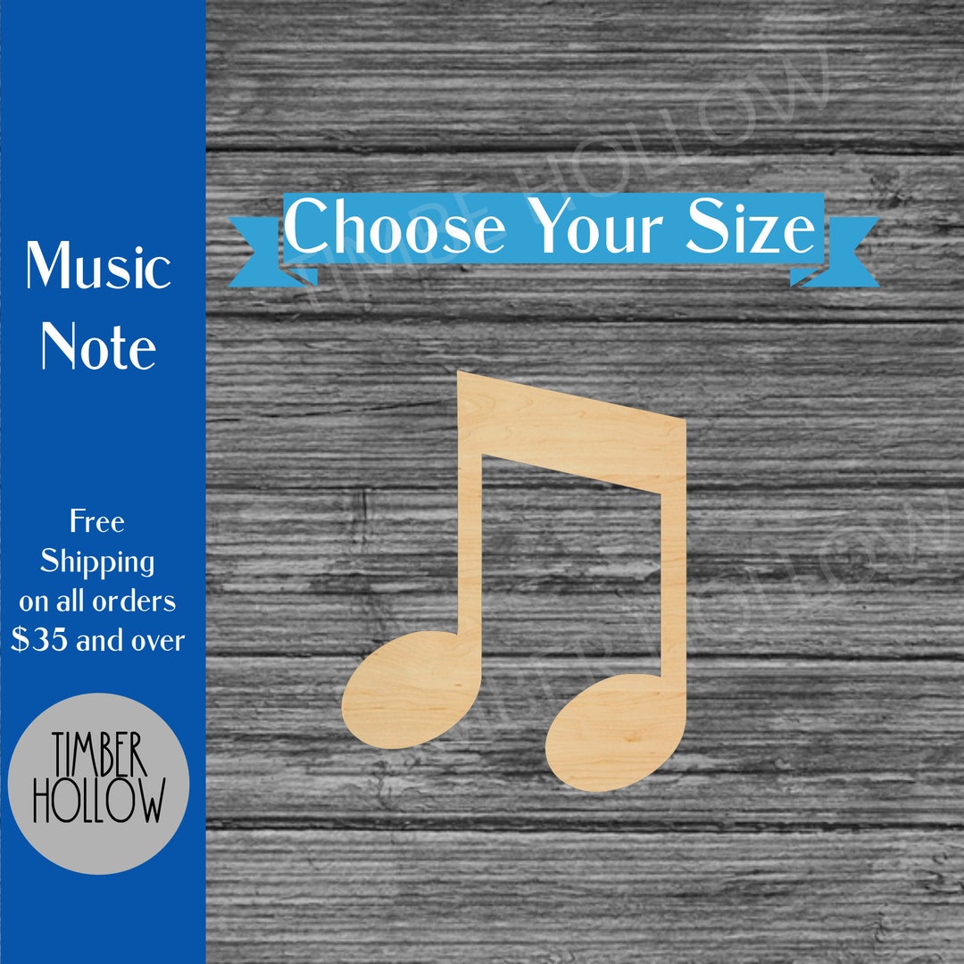 Music Note Unfinished Wood Cutout Laser Cut Musical Shape Multiple ...