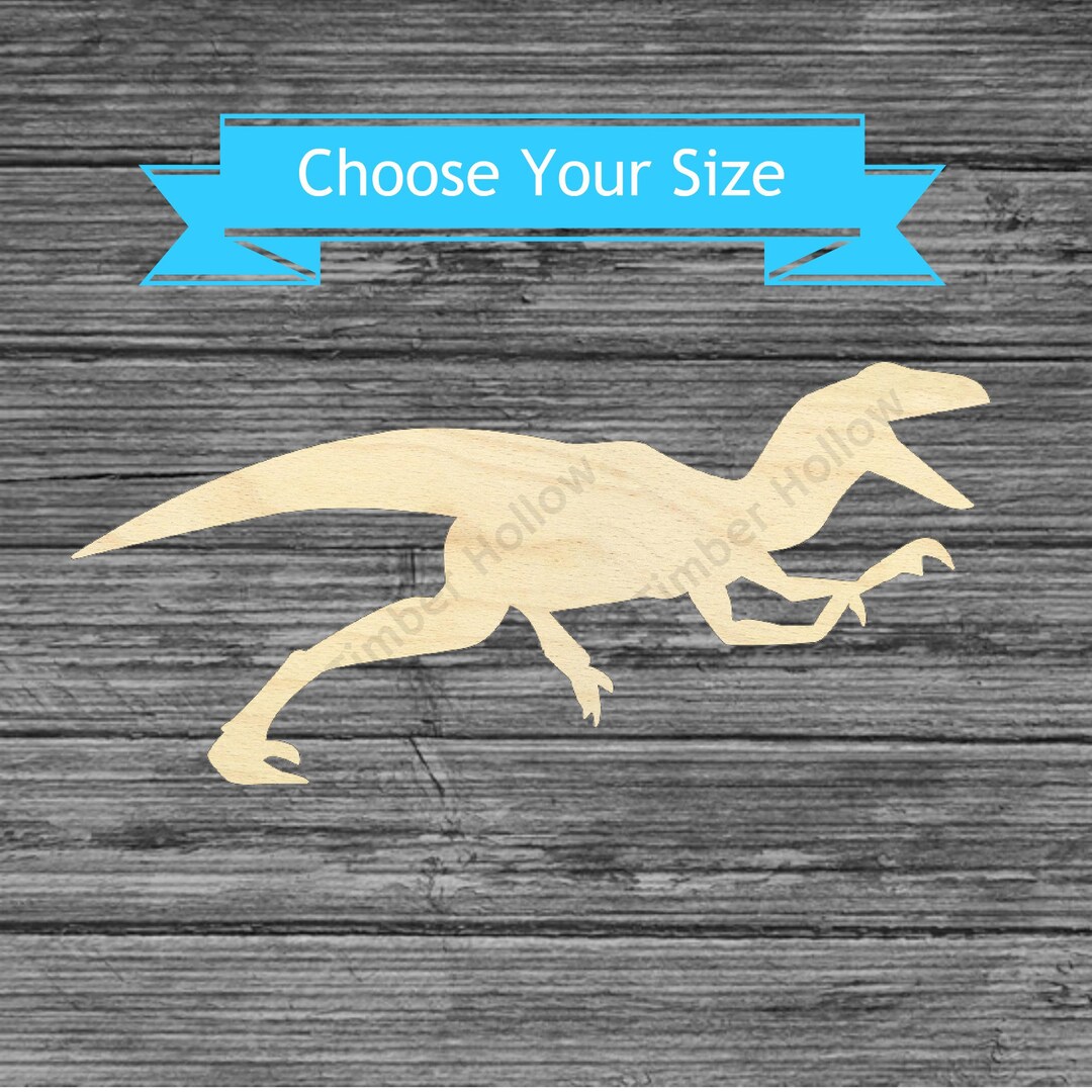 Velociraptor Dinosaur Wood Cutout - Big & Small Unfinished Wood Cutout ...