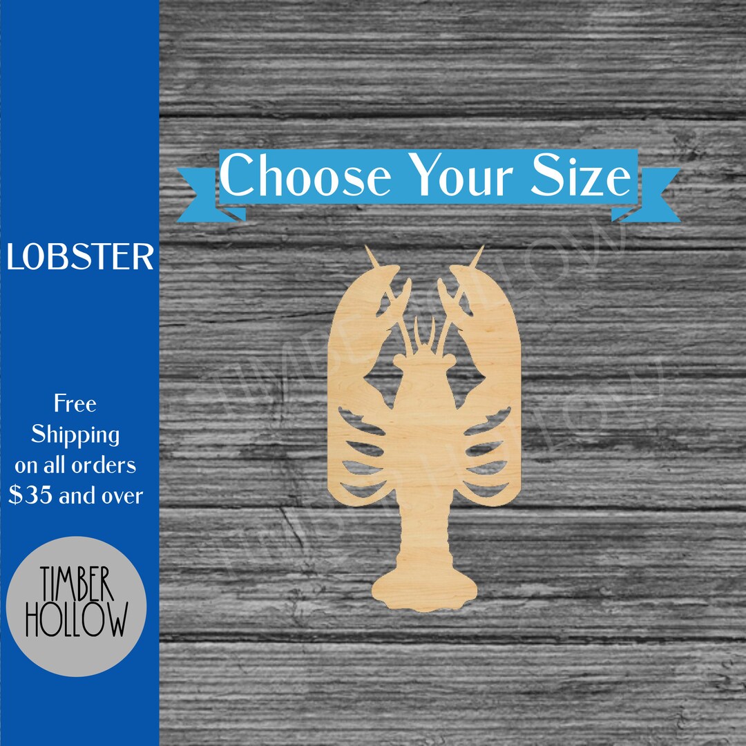 Lobster Unfinished Wood Cutout - Laser Cut Nautical Decor - Ocean Beach ...