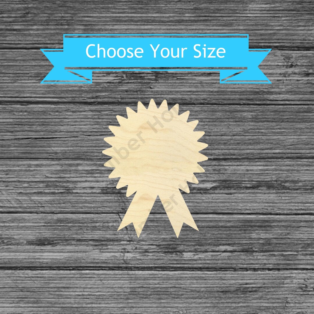 Award Ribbon Wood Cutout - Laser Cut Shape - Blue Ribbon Prize ...