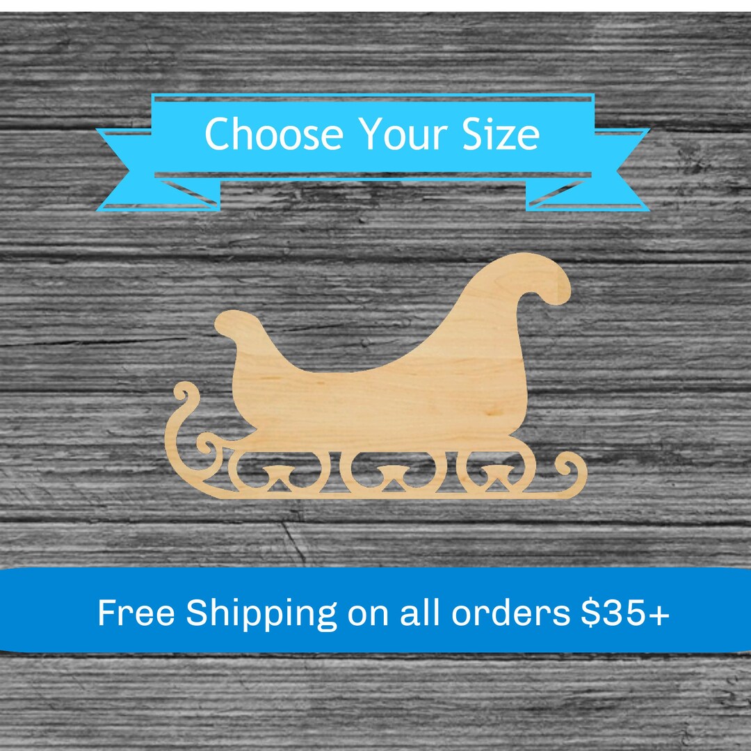 Christmas Sleigh Wood Cutout - Big & Small Unfinished Wood Cutout ...
