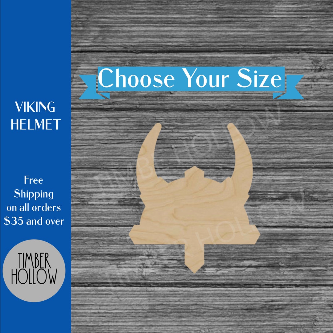 Viking Helmet Unfinished Wood Cutout - Laser Cut Medieval Decor ...