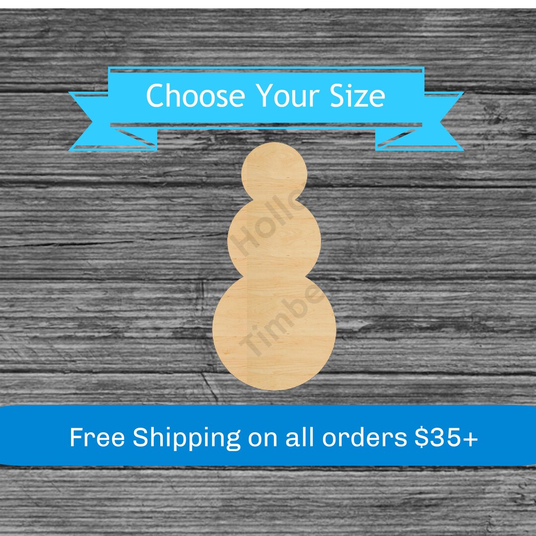 Snowman Wood Cutout Laser Cut Winter Shape Multiple Sizes Wood Craft ...