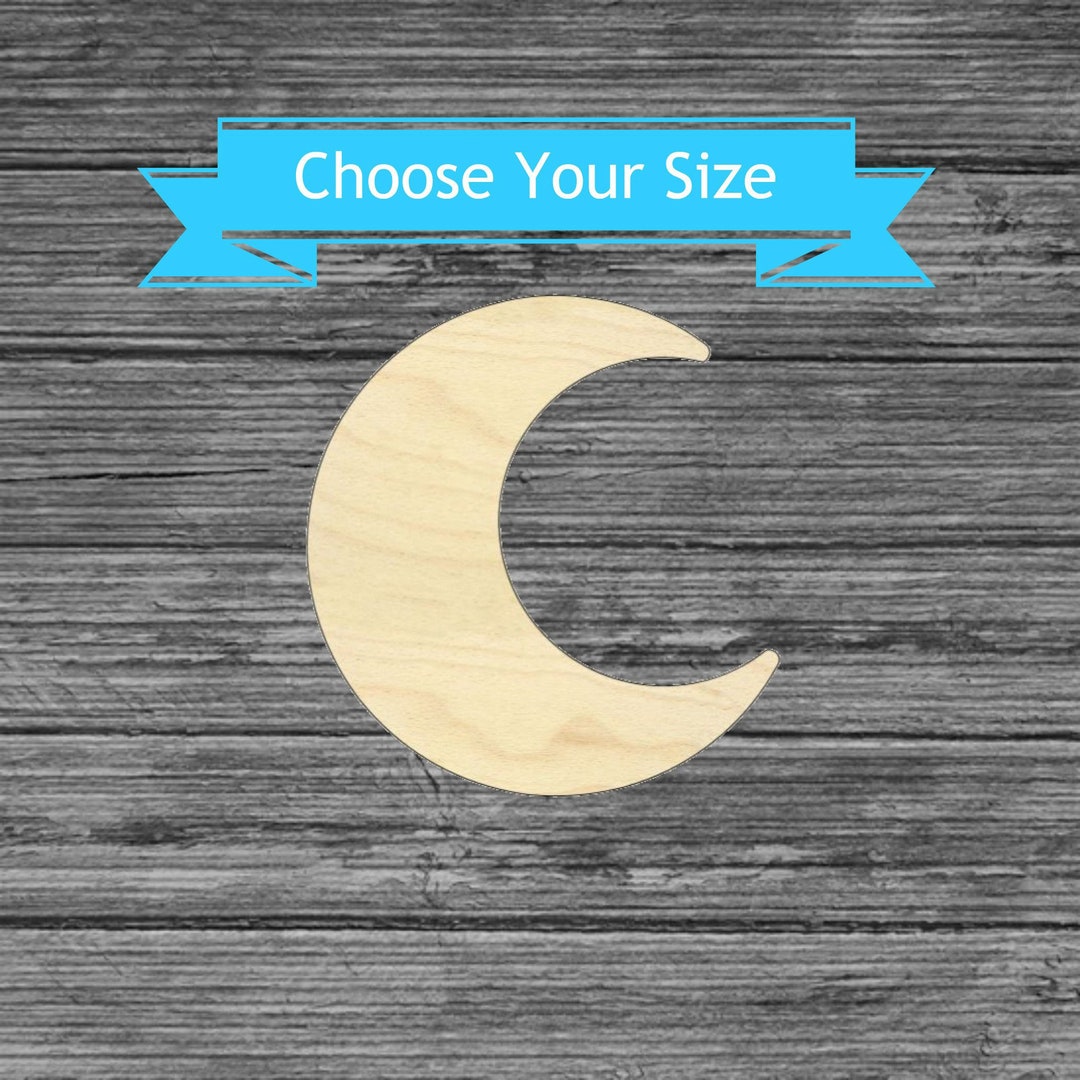 Crescent Moon Wood Cutout - Laser Cut Shape - Multiple Sizes Wood ...