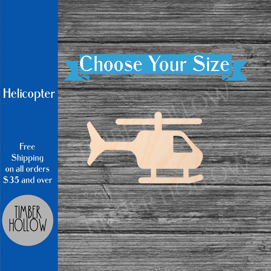 Helicopter Wood Cutout Laser Cut Airplane Multiple Sizes Wood Craft ...