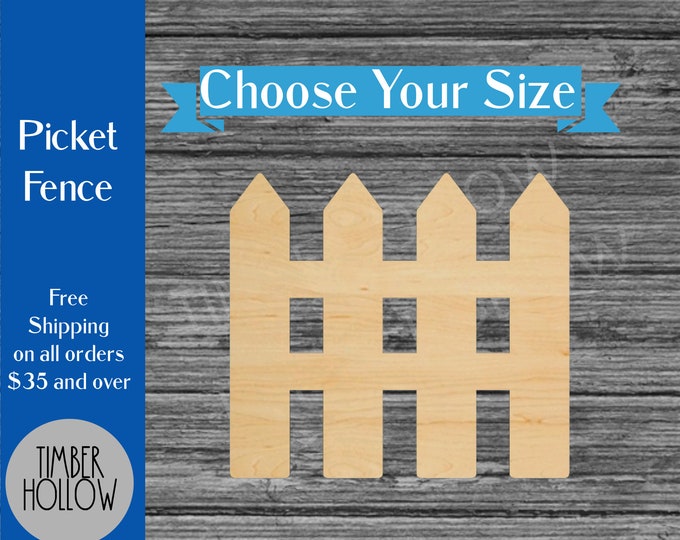 Picket Fence Wood Cutout - Laser Cut Shape, Multiple Sizes, Tiered Tray ...