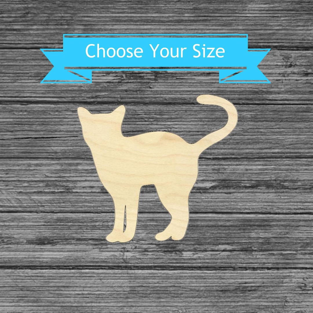 Cat Unfinished Wood Cutout - Laser Cut Animal Decor - Multiple Sizes ...