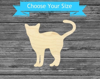 10x Wooden Black Cat Arching Its Back Craft Shapes 3mm Plywood Pets ...