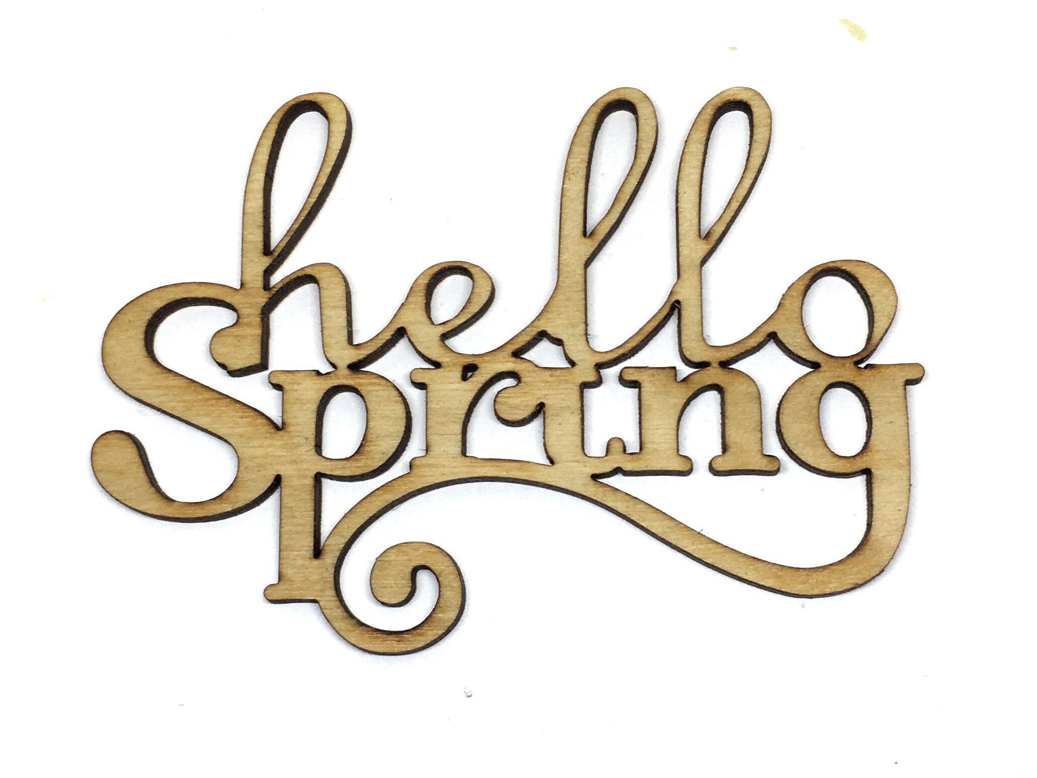 Hello Spring Unfinished Wood Cutout - Laser Cut Words - Wreath Making ...