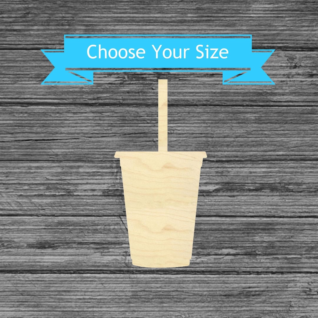 Cup With Straw Wood Cutout - Laser Cut Tumbler Shape - Multiple Sizes ...