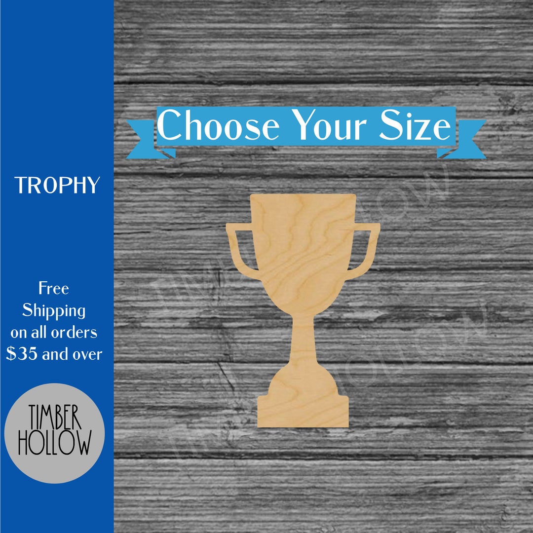 Trophy Wood Cutout - Laser Cut Shape - Blue Ribbon Prize - Multiple ...