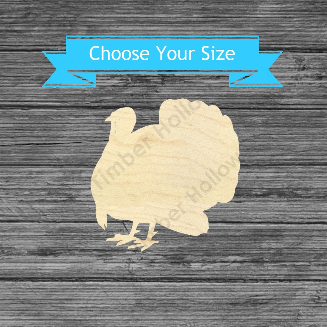 Turkey Wood Cutout - Laser Cut Thanksgiving Shape - Multiple Sizes Wood ...