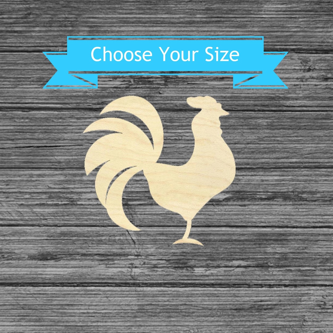 Rooster Wood Cutout - Laser Cut Farm Shape - Multiple Sizes Wood Blanks ...