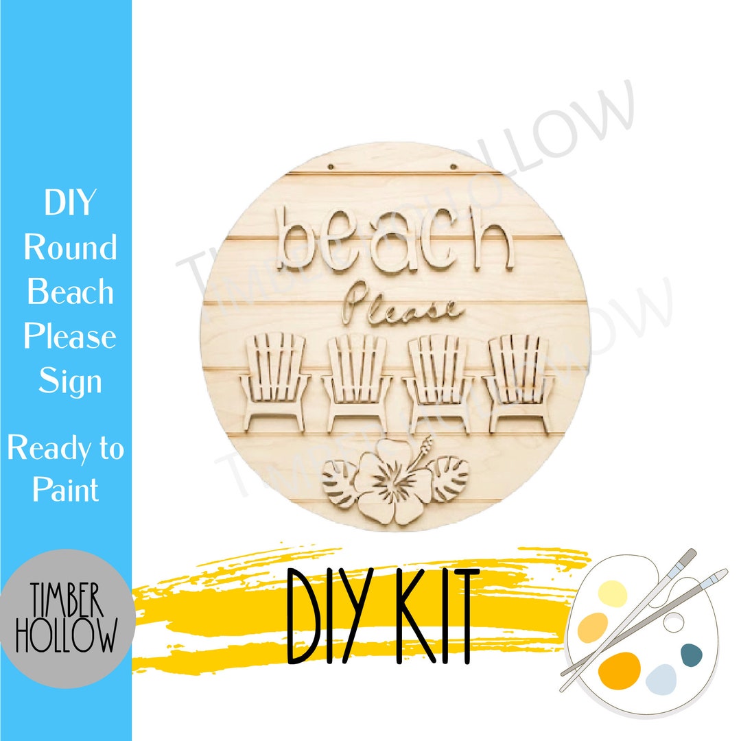Beach Please Round Sign Welcome Sign Summer DIY Decor Paint Party ...