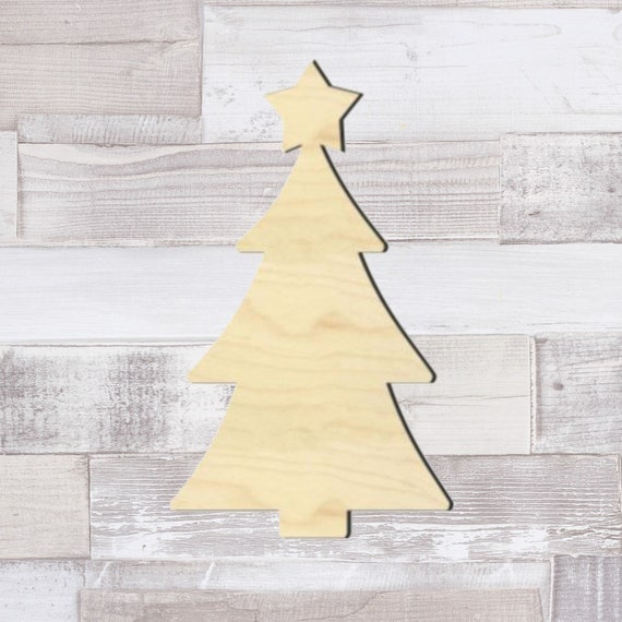 Christmas Tree With Star Unfinished Wood Cutout Laser Cut | Etsy