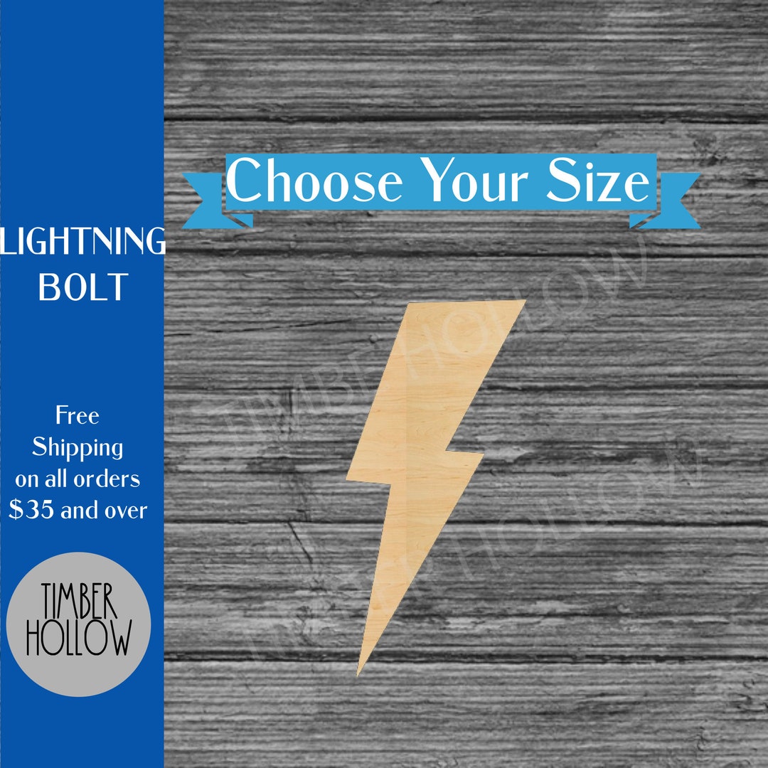 Lightning Bolt, Wood Cutout, Laser Cut, Weather Shape, Multiple Sizes ...