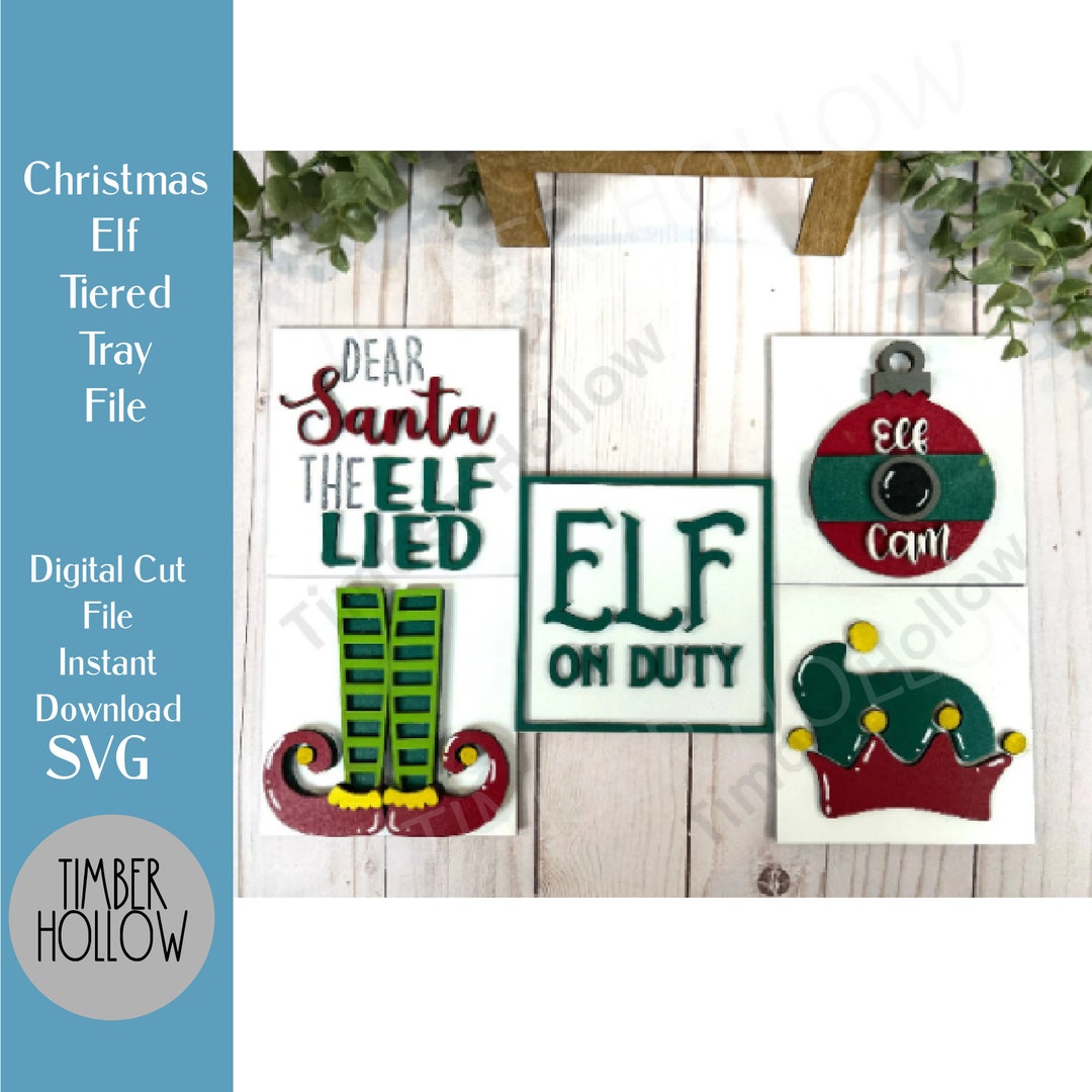 Christmas Elf Tiered Tray SVG Christmas File Elf Laser Cut Files ...