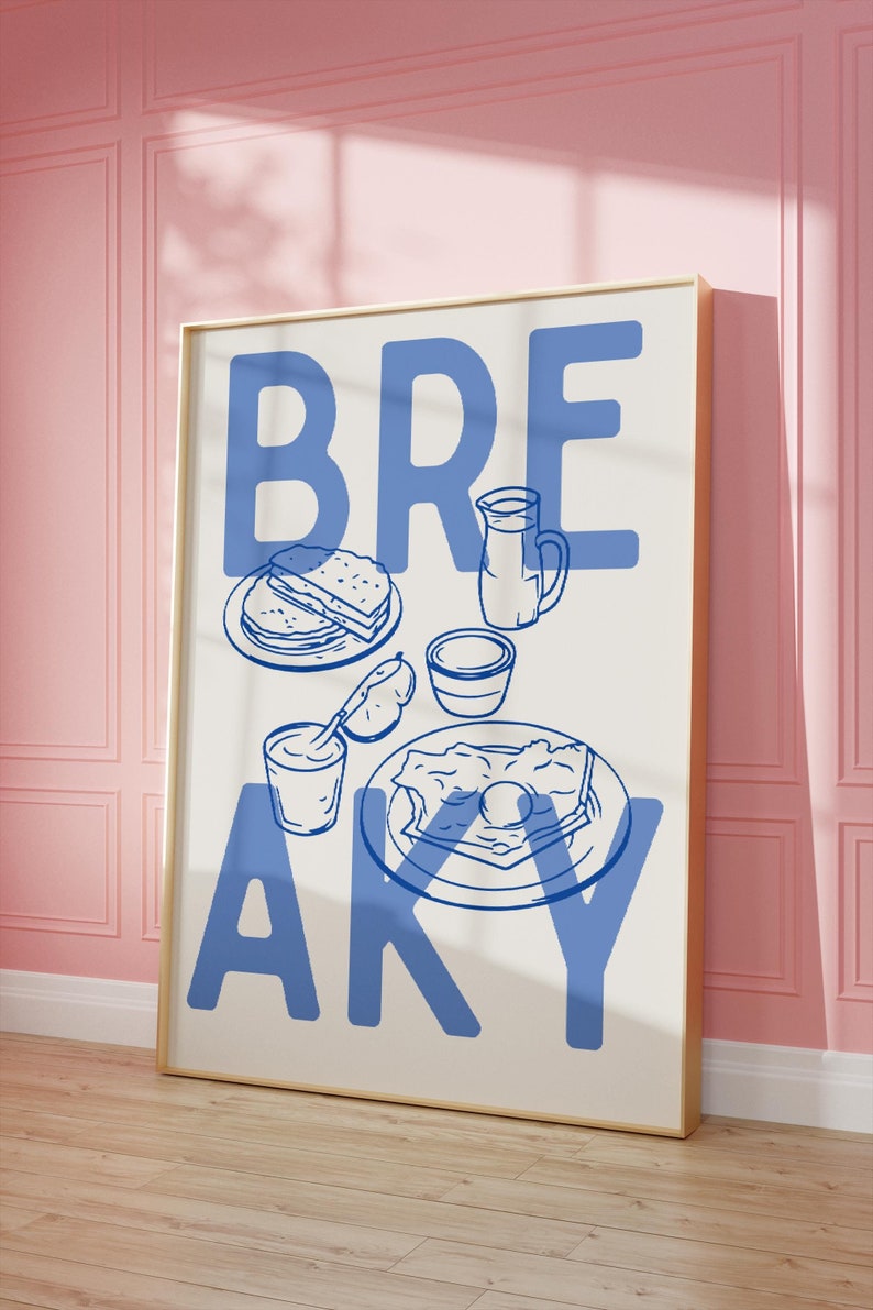 Breakfast Wall Art Print, Kitchen Decor, Brunch Illustration, 'breaky ...