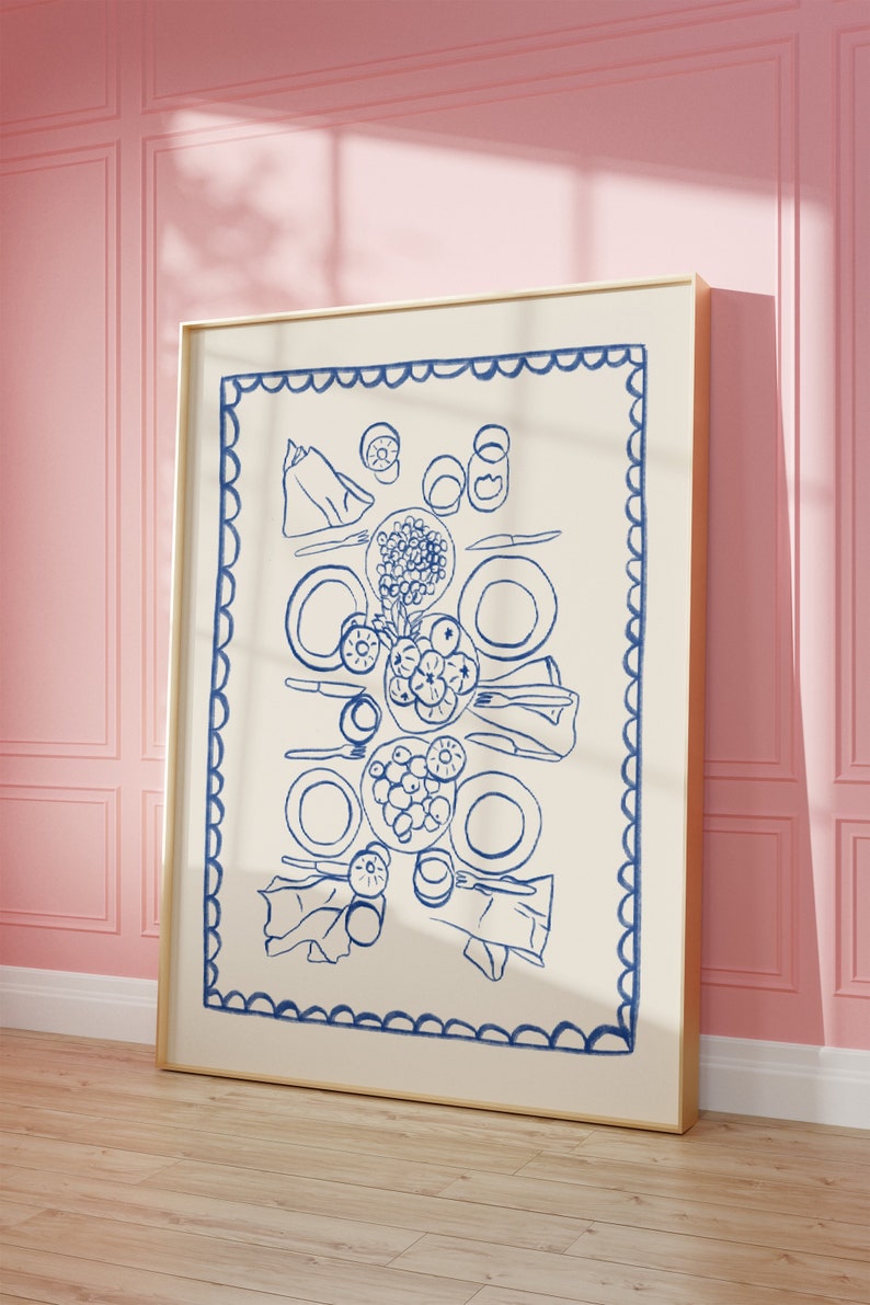 Digital Download, Dinner Party Art Print, Trendy Home Decor, Kitchen ...