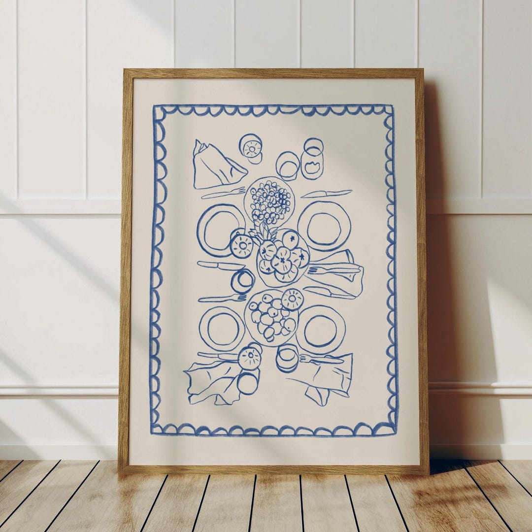 Digital Download, Dinner Party Art Print, Trendy Home Decor, Kitchen ...