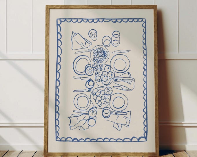 Digital Download, Dinner Party Art Print, Trendy Home Decor, Kitchen ...