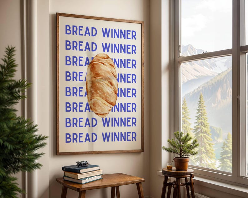 Printable Bread Winner Bold Kitchen Wall Art Foodie Decor Fun ...
