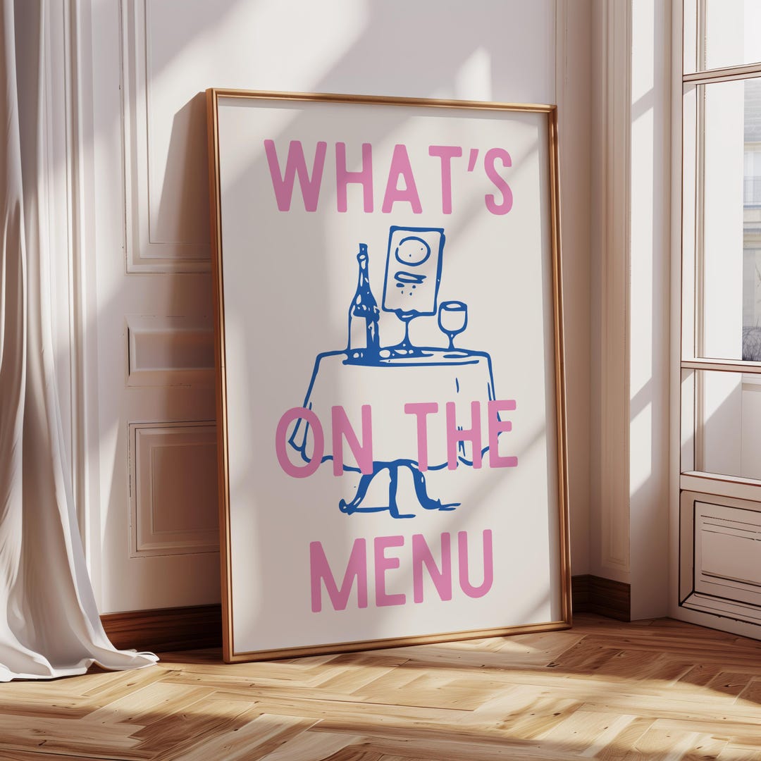 What's on the Menu Aesthetic Kitchen Art Print, Playful Table Setting ...