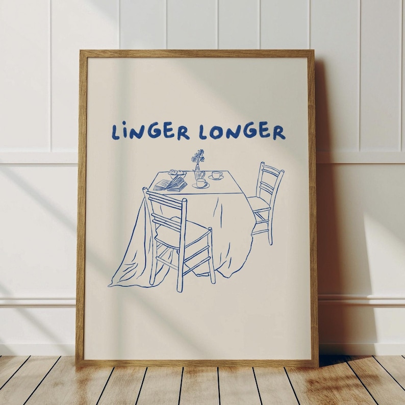 Linger Longer Dinner Table Poster, Kitchen Decor, Trendy Wall Art ...