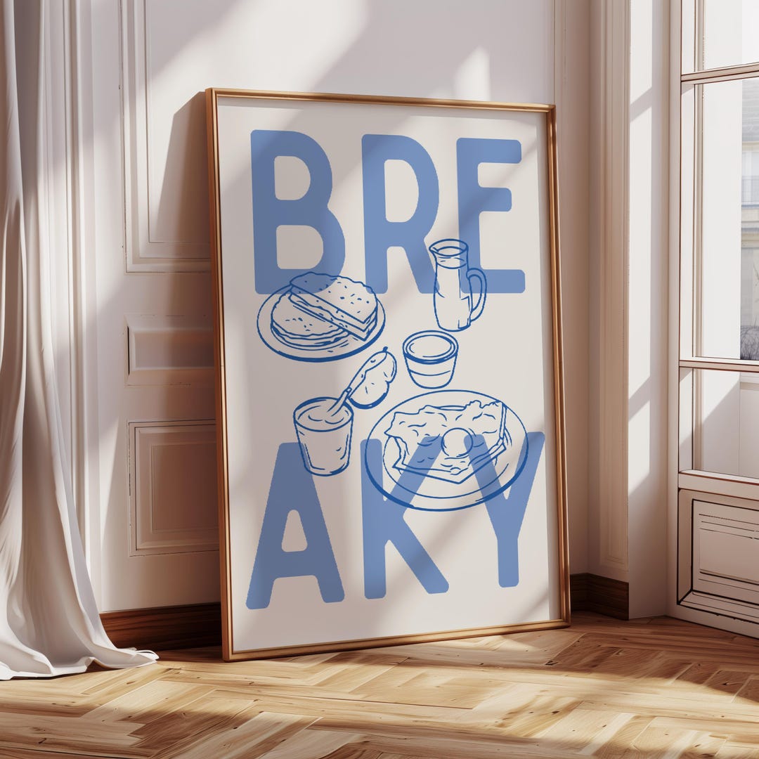 Breakfast Wall Art Print, Kitchen Decor, Brunch Illustration, 'breaky ...