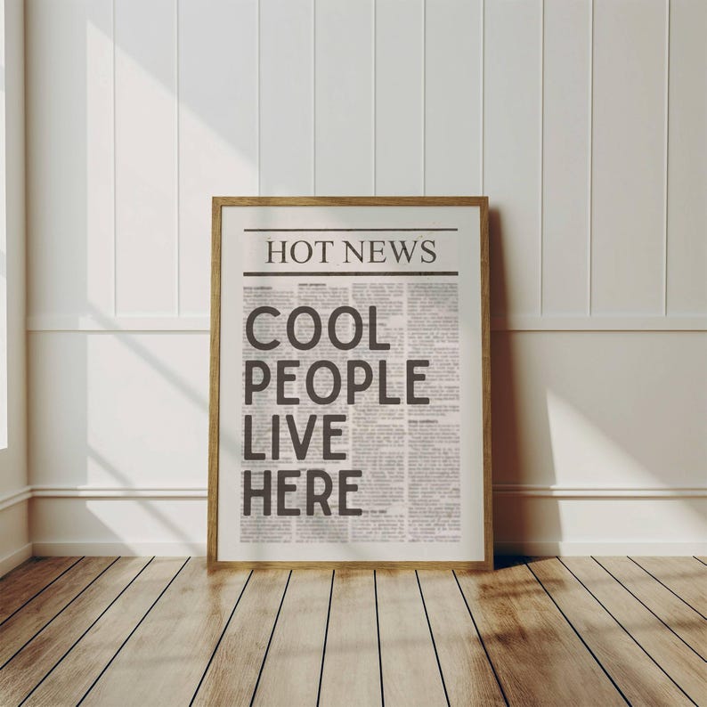 Cool People Live Here Newspaper Poster Wall Art Print Vintage ...