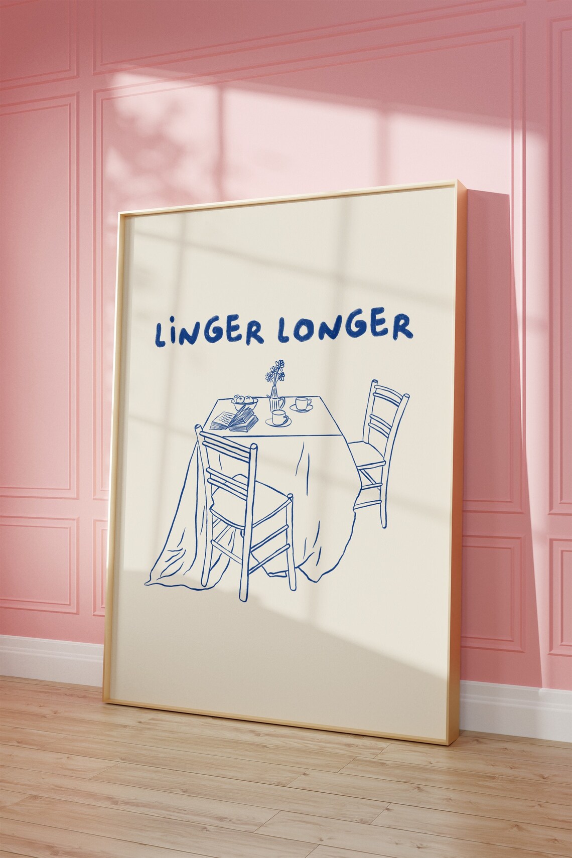 Linger Longer Dinner Table Poster, Kitchen Decor, Trendy Wall Art ...