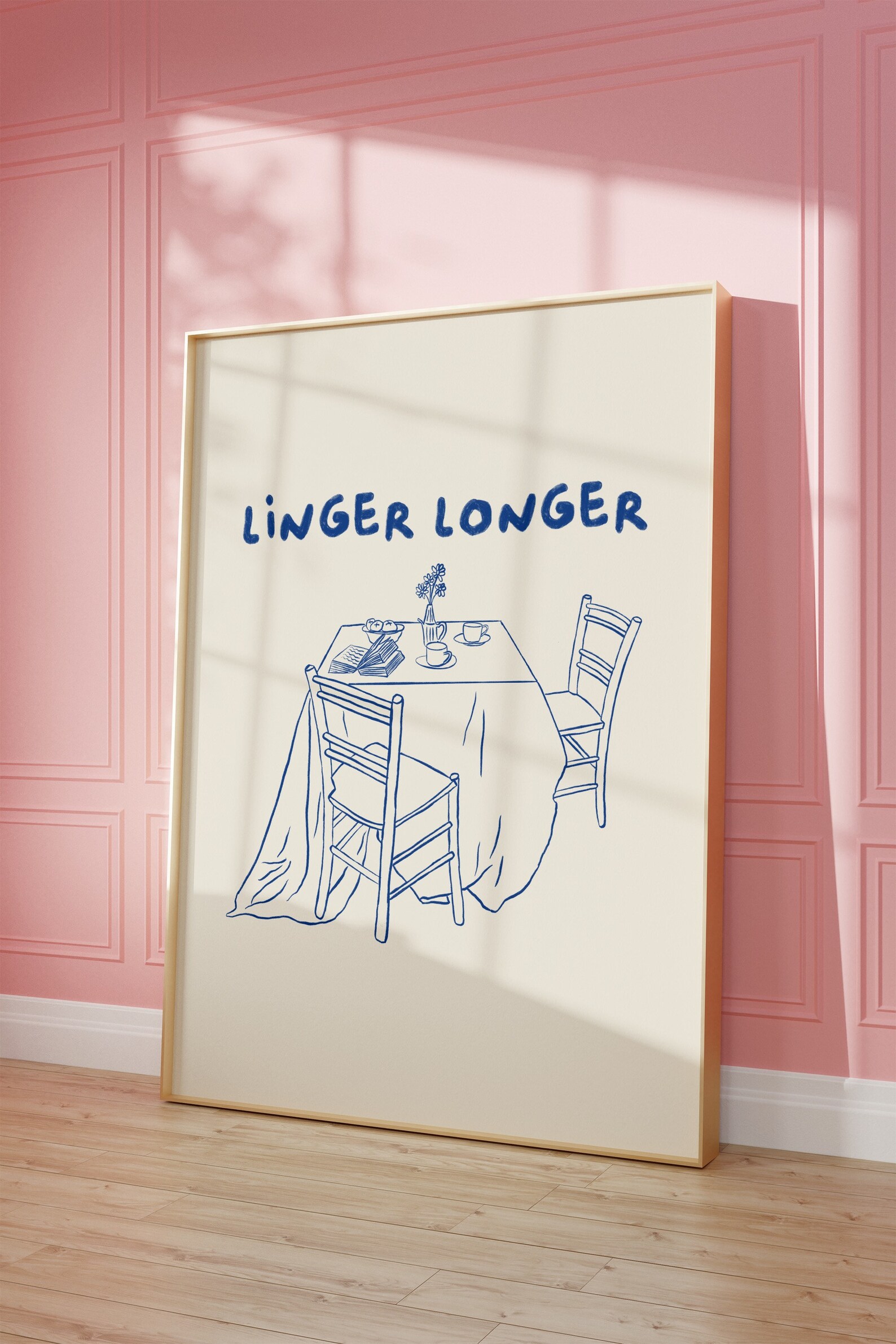 Linger Longer Dinner Table Poster, Kitchen Decor, Trendy Wall Art ...