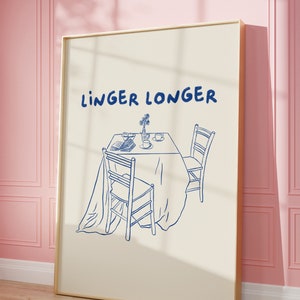 Linger Longer Dinner Table Poster, Kitchen Decor, Trendy Wall Art ...