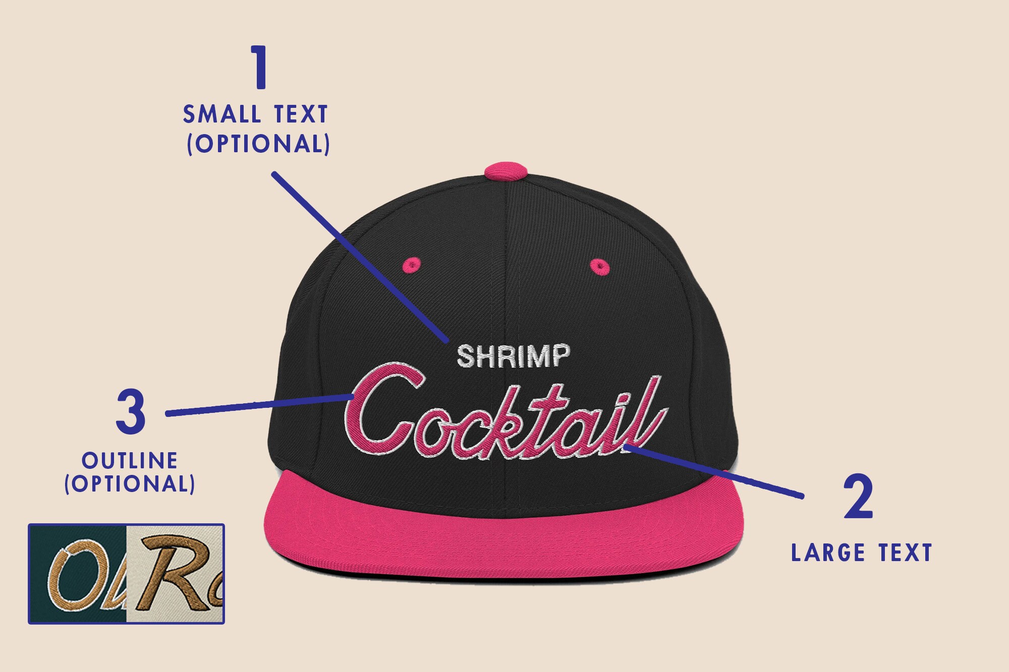 Design Your Own Custom Embroidered Text or Design on an Adjustable ...