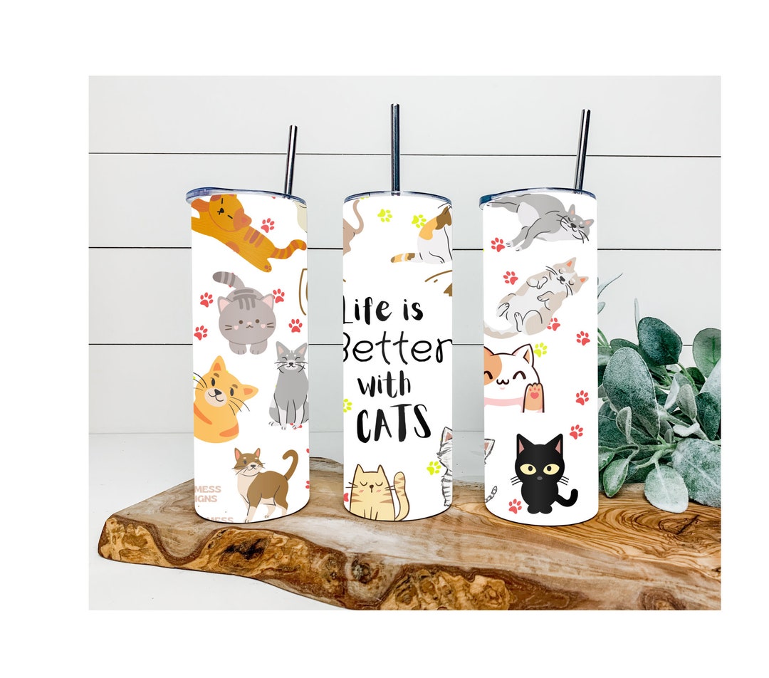 20 Oz Cat Sublimation, Cat Sublimation Tumbler, Full Wrap Tumbler ...