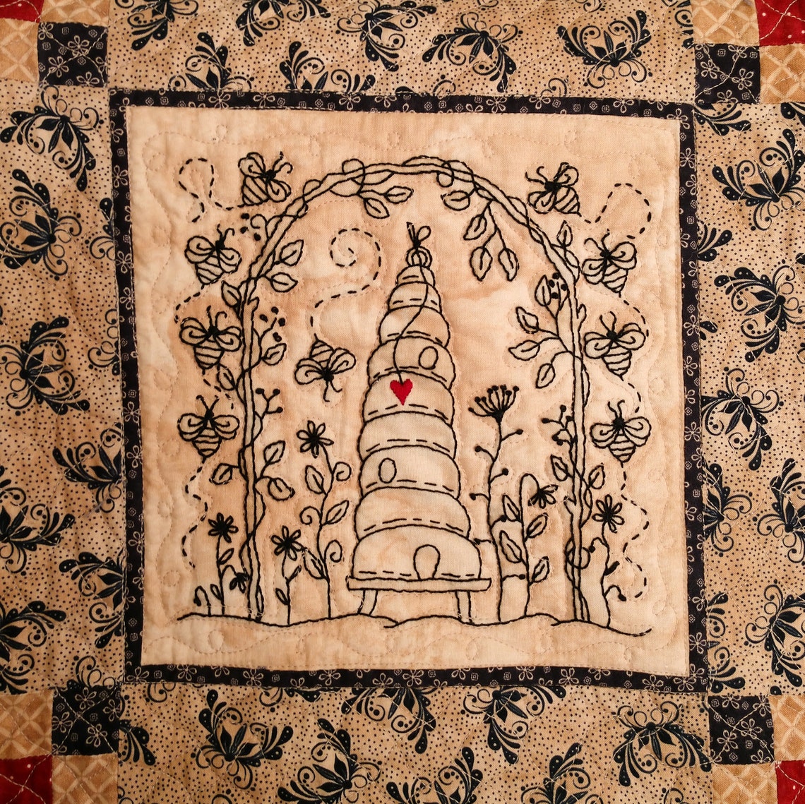 Home and Heart Blackwork Quilt for Hand Embroidery - Etsy