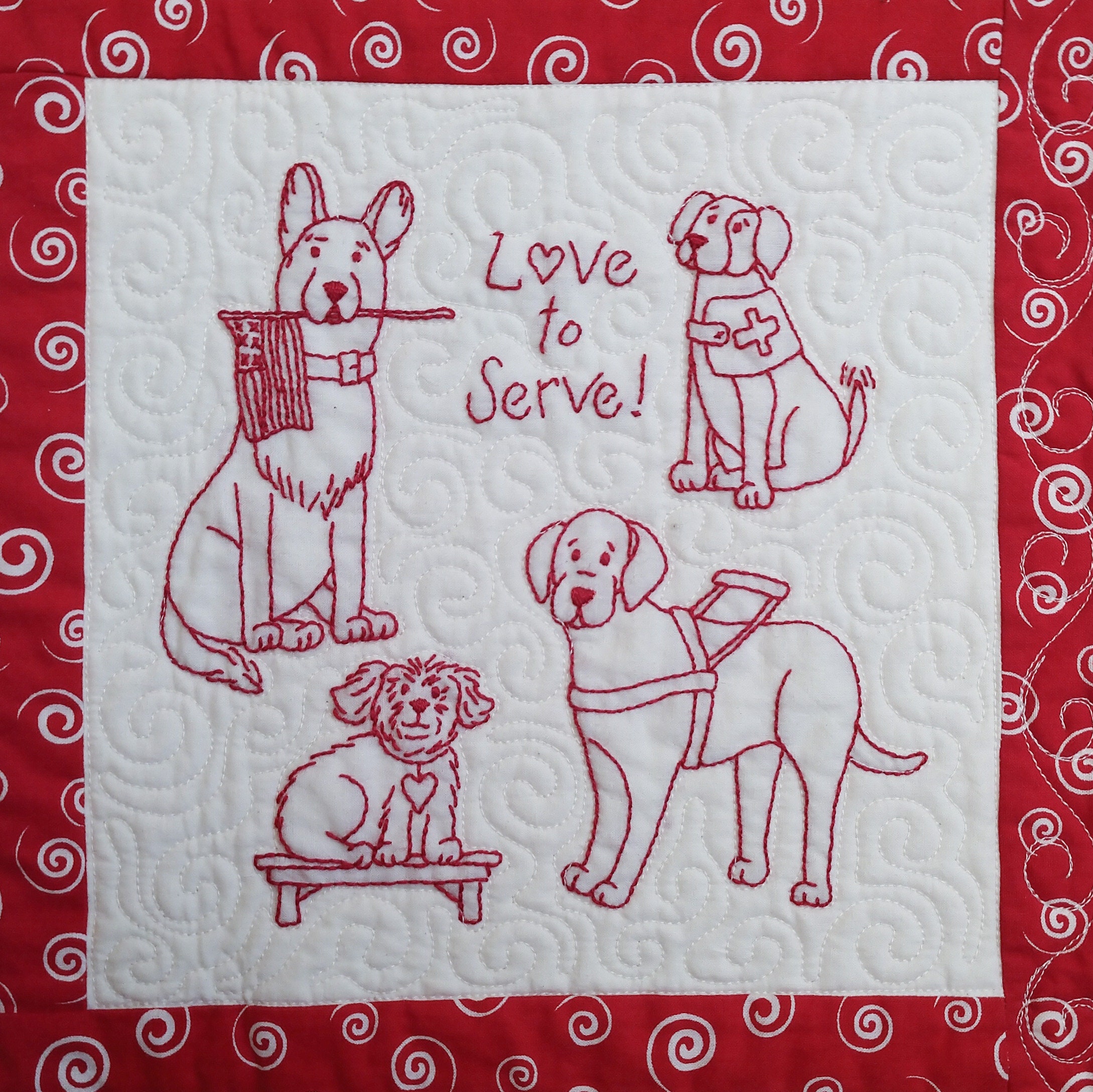 It's A Dog's Life Redwork Quilt Machine Embroidery - Etsy