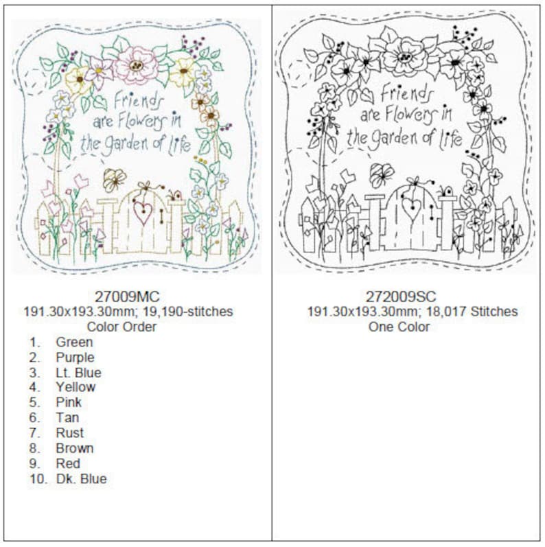 Friendship's Garden Quilt - Machine Embroidery Pattern Download - Etsy