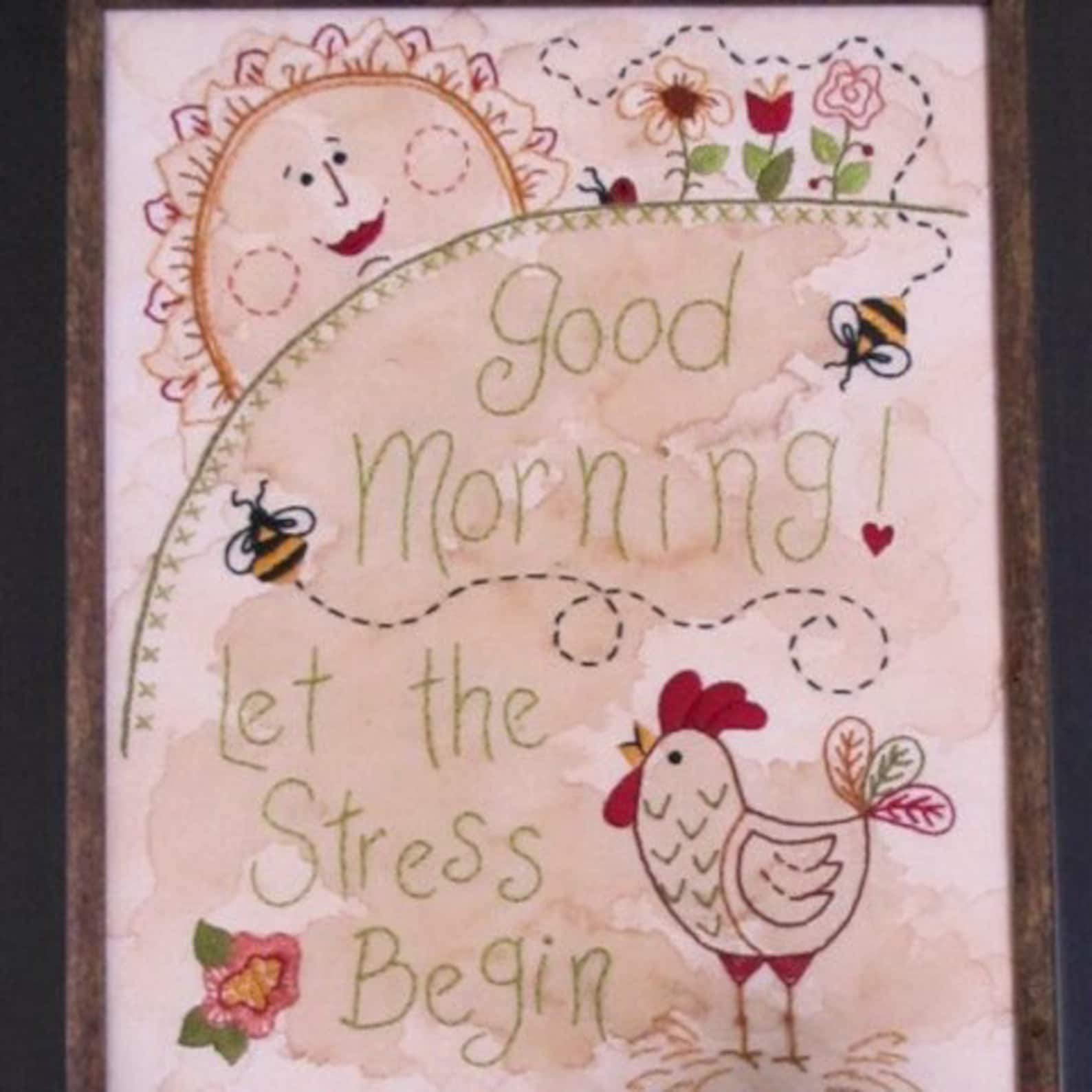 Good Morning! Let the Stress Begin - Hand Embroidery Pattern - Download ...