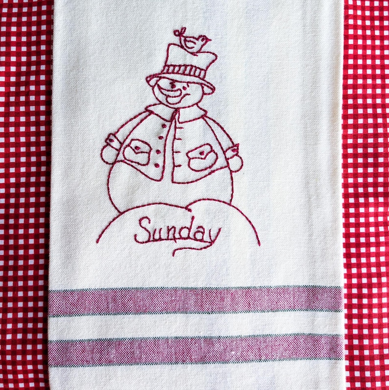 Days of the Week Snowmen - Hand Embroidery Pattern - Download - Etsy