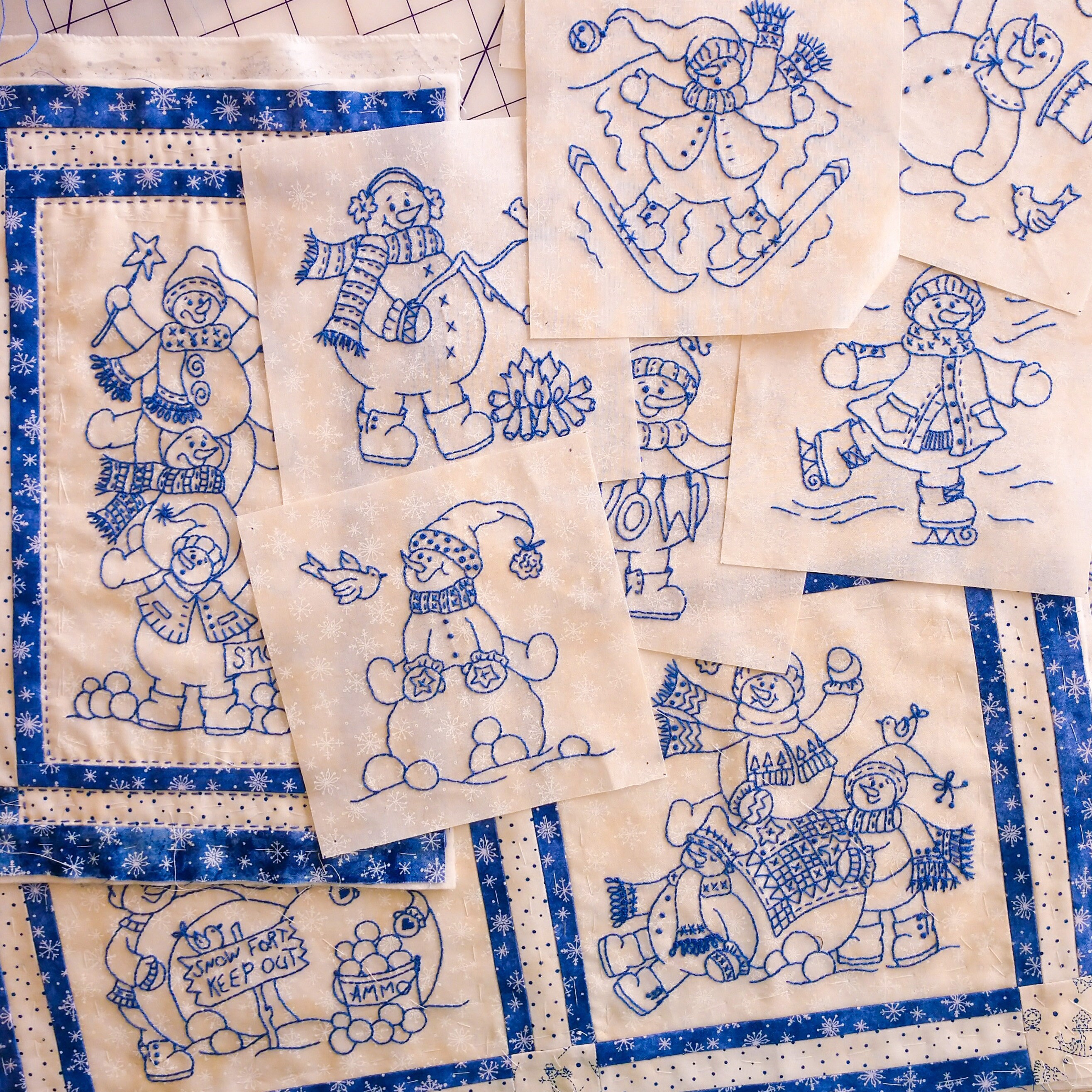 Frolicking Roly-poly Snowmen Machine Embroidery Quilt - Etsy