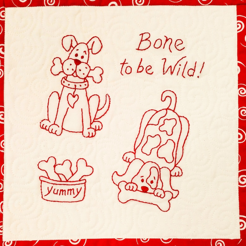 It's A Dog's Life Redwork Quilt - Hand Embroidery Pattern - Etsy