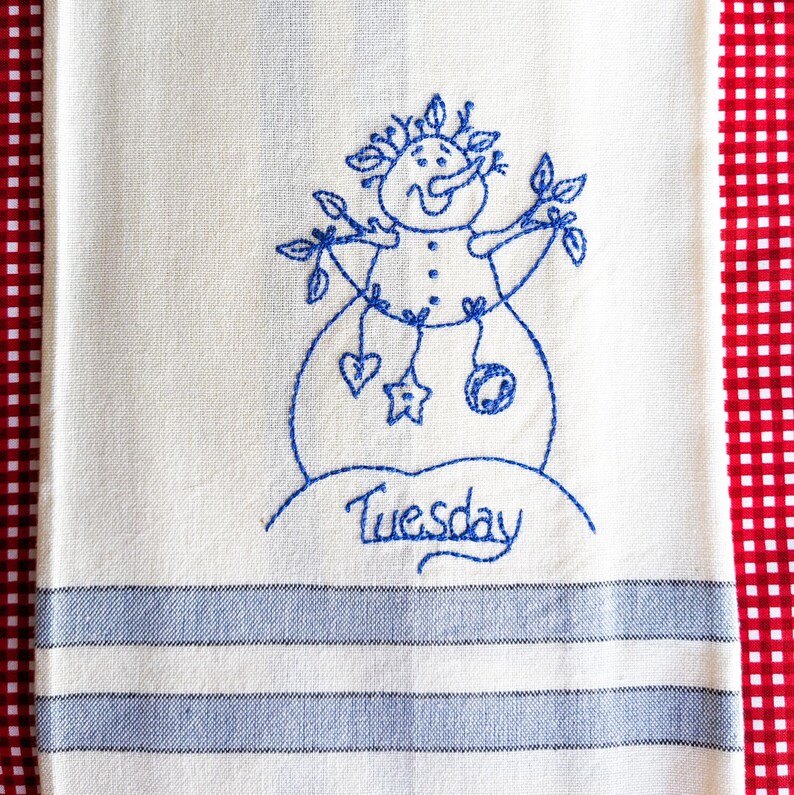 Days of the Week Snowmen - Hand Embroidery Pattern - Download - Etsy