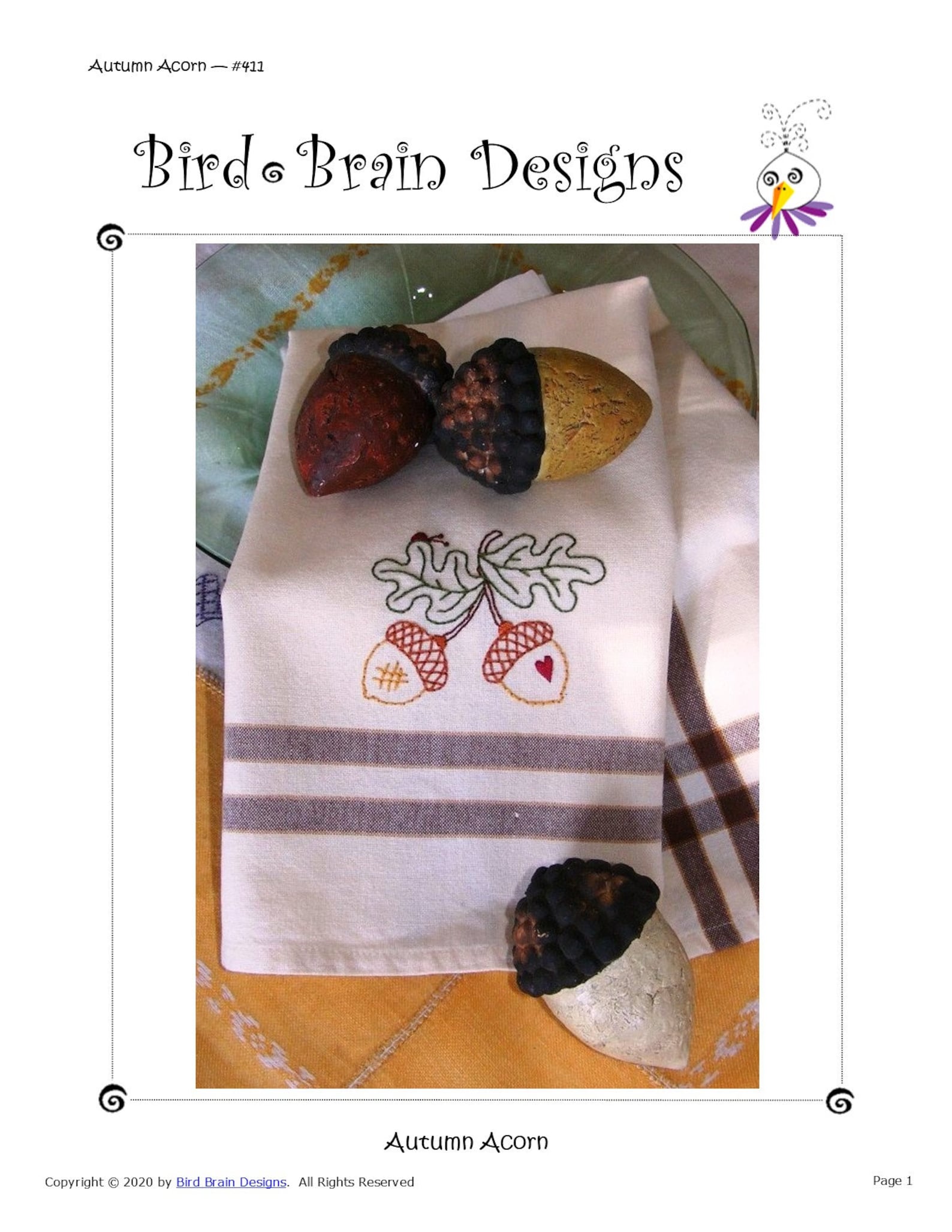 Autumn Acorn - Hand Embroidery Tea Towel Pattern - Etsy