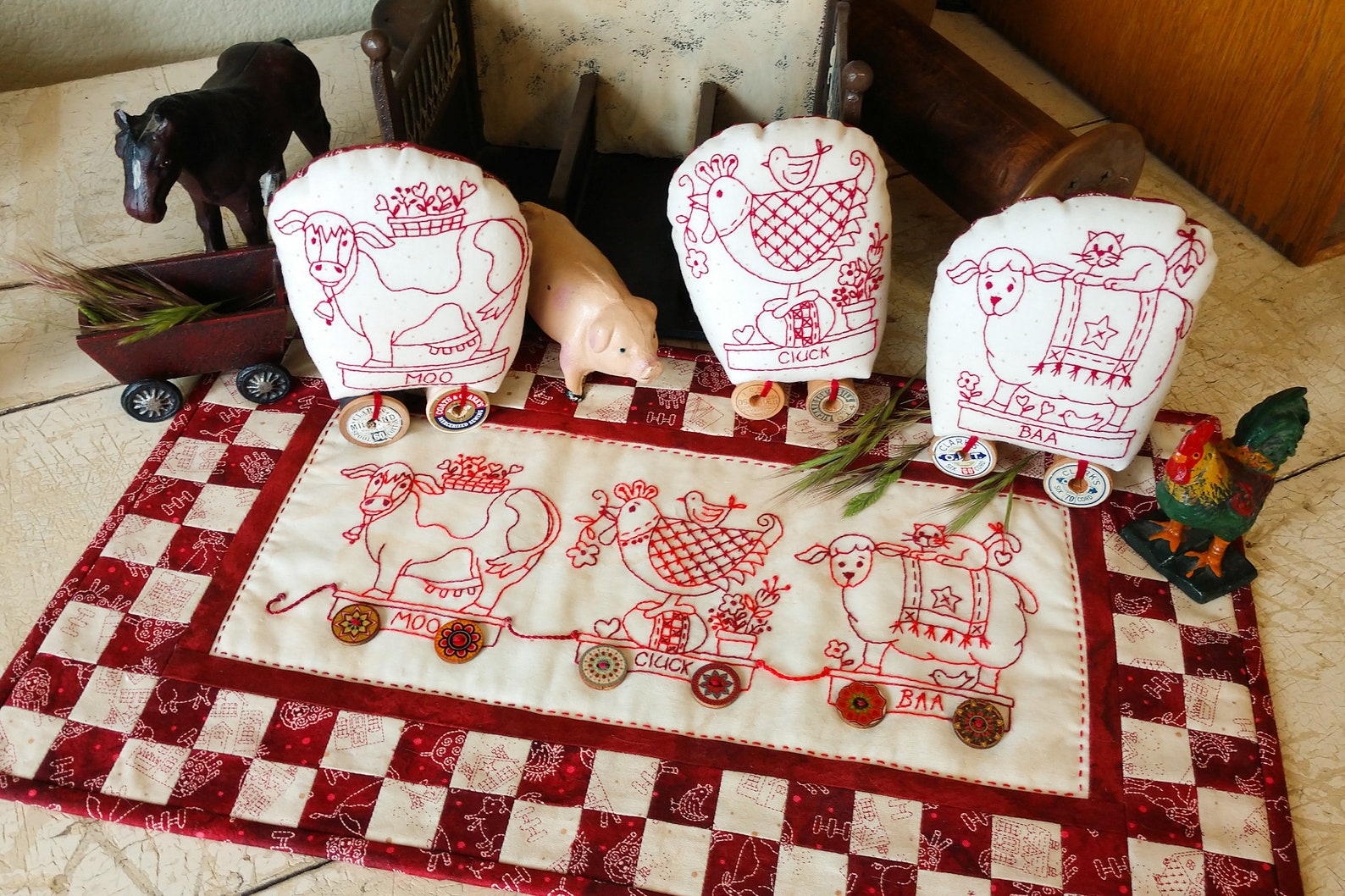 Pull Toy Farm Animals - Hand Embroidery Pattern - Download - Etsy