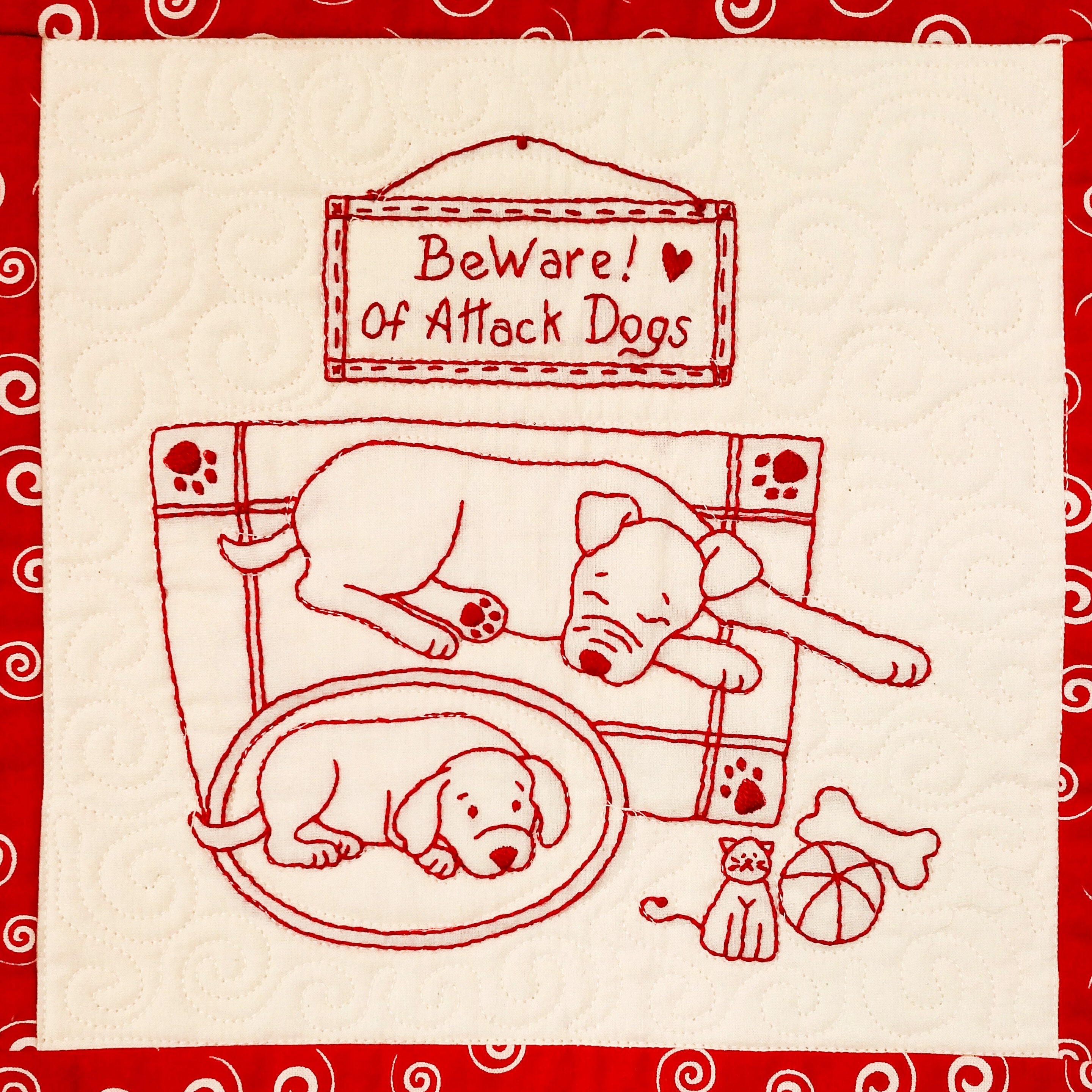 It's A Dog's Life Redwork Quilt - Hand Embroidery Pattern - Etsy