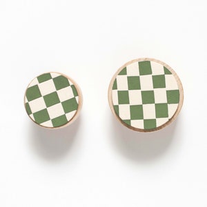Custom Handmade Textured Surface Checkered Colorful Polymer Clay Wood Knobs in Multiple Colors ...