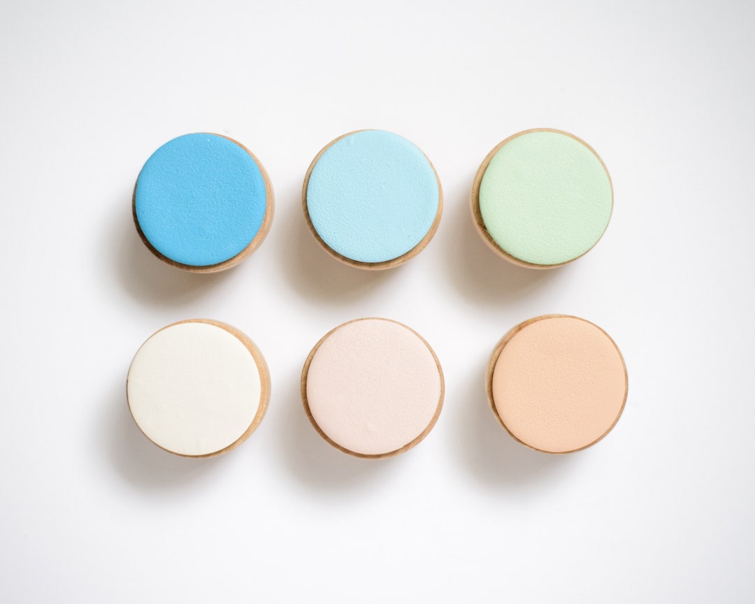 Custom Handmade Textured Surface Solid Colorful Polymer Clay Wood Knobs in Multiple Colors ...