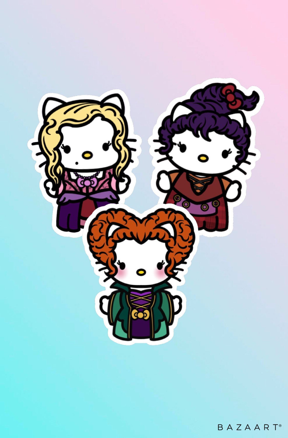Hocus Pocus X Hello Kitty Collab Sticker Set Sanderson Sisters You Get All 3 Stickers Etsy